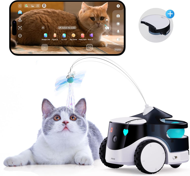 ROLA PetPal Robot Pet Companion-2.5K Dogs& Cats Camera with Interactive Toys and Treat Dispenser ...